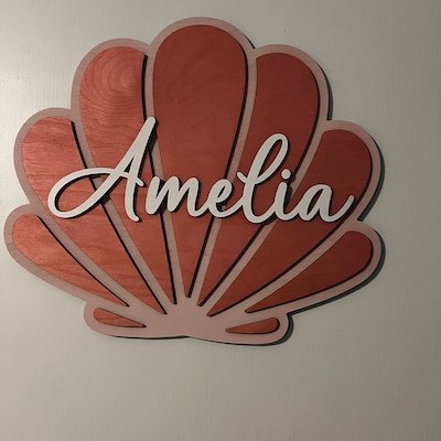 Personalized Seashell Wooden Sign, Nursery Name Sign, Baby Housewarming ...