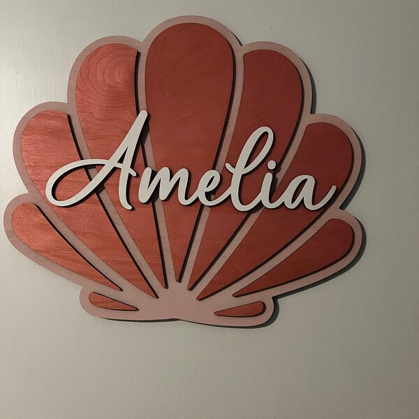 Personalized Seashell Name Sign - Under the Sea Wooden Sign - Ocean ...