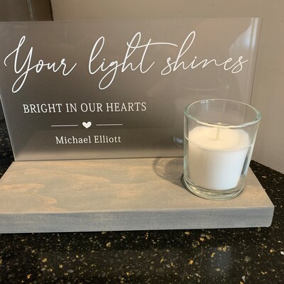 Acrylic Wedding Memorial Table Sign Backlit Memorial With Candle the ...
