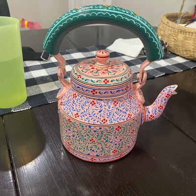 Indian Kettle Hand Painted Tea Kettle : sunshine, Festive Gift, Gift ...