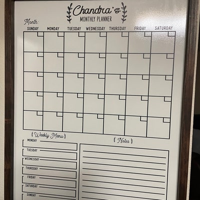 Whiteboard Calendar FRAMED Customizable Vertical Dry-erase Board ...