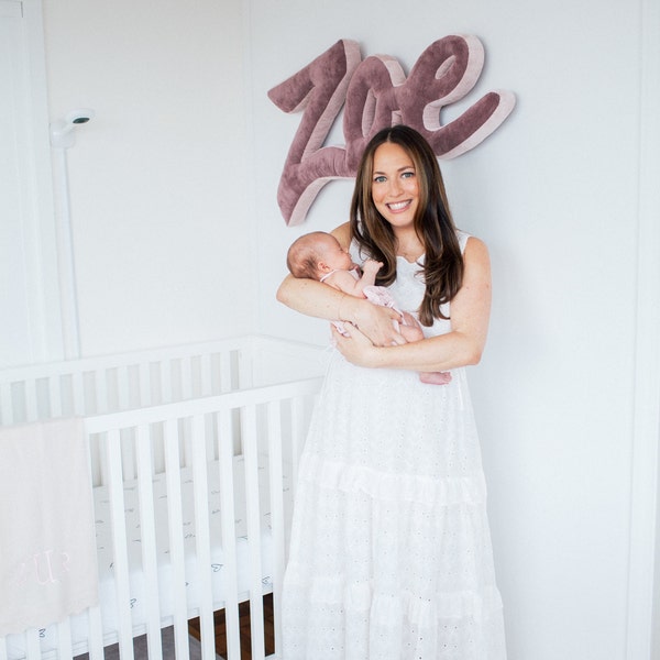 Cursive Name Velvet Pillow (zoe) , Educational Toy, Initial Cushion ...