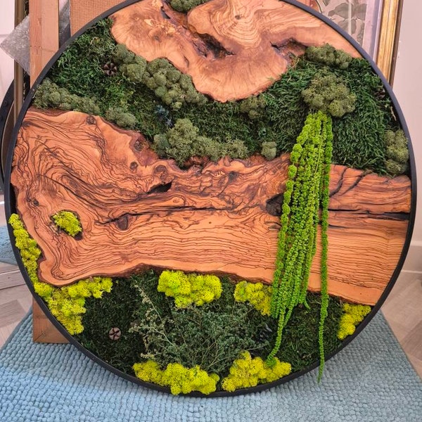 Moss Wall Decor, Moss Wall Art, Wood & Preserved Moss - Etsy
