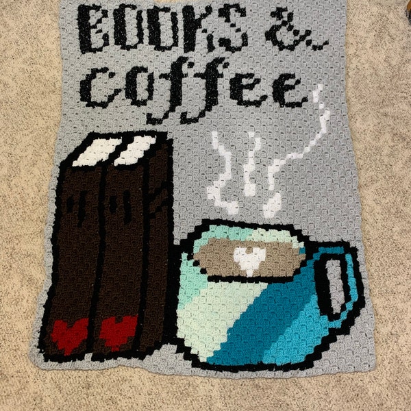 Crochet C2C Blanket Pattern | BOOKS & Coffee Lapghan | PDF Instant ...