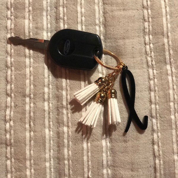 Individual Letter Keychain With Mini Tassels | Acrylic Initial Keychain ...