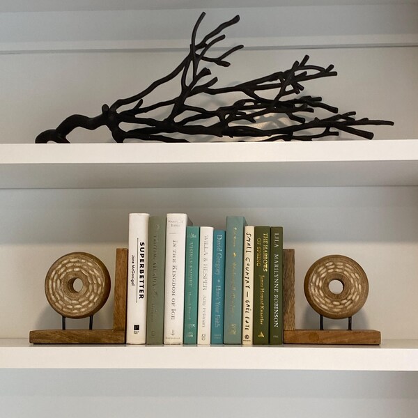 Sage Green Decor Books - Decorative Book Stack - Built in Bookcase ...