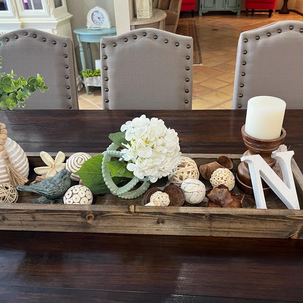 Rustic Wood Table Runner Tray With Handles, Farmhouse Tray, Cocktail ...