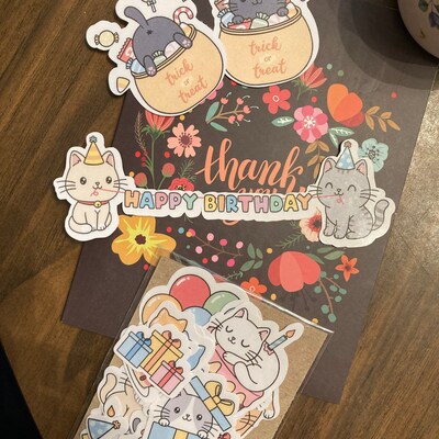 Happy Birthday Cat Sticker Pack Cute Fun Stickers Stickers Gift for Her ...