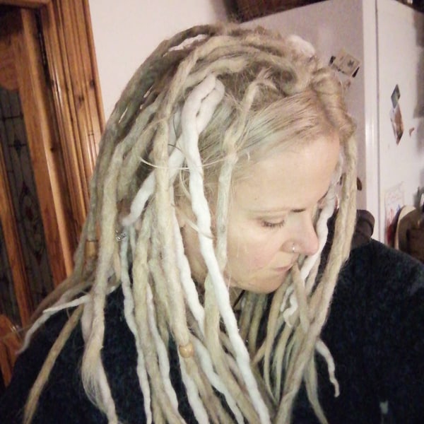 Wool Dreadlocks Light Blue Blend Custom Wool Dreads- Double Ended ...