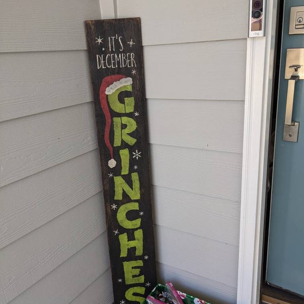 It's December Grinches Grinch Porch Primitive Sign - Etsy