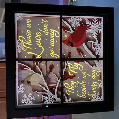 Cardinals Outside Window Shadow Box SVG / Memorial Shadow Box/ Cardinal ...