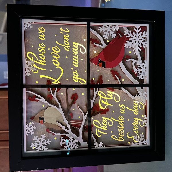 Cardinals Outside Window Shadow Box SVG / Memorial Shadow Box/ Cardinal ...