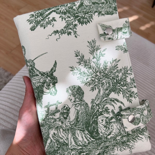 Toile De Jouy Fabric , Book Sleeve, Book Bag, Book Purse, Book ...