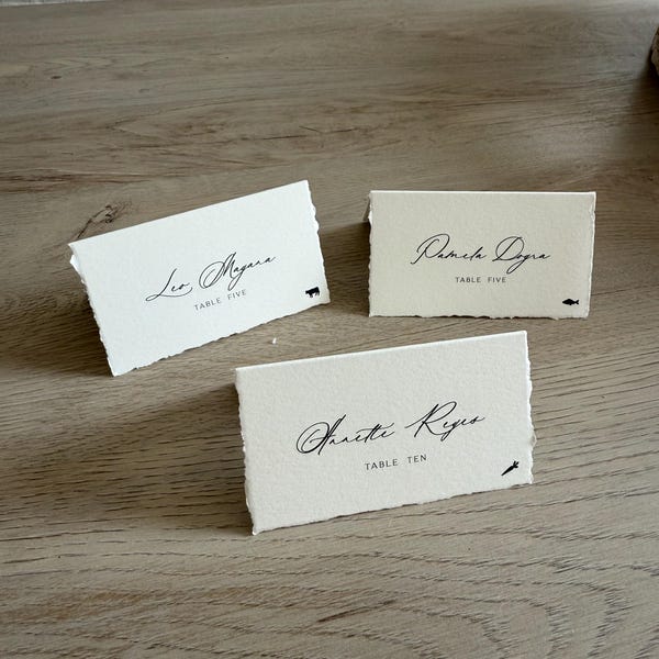 Table Numbers With Deckled Edge, Calligraphy Font | Elegant Wedding ...