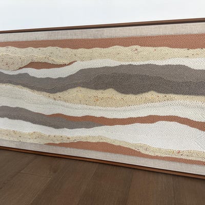 Modern Textile Wall Art, Extra Large Framed Wall Decoration, Warm and ...