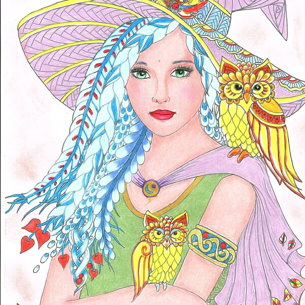 Fay Goddess - Fairy Tangles Printable Coloring Sheets Adult Digi ...