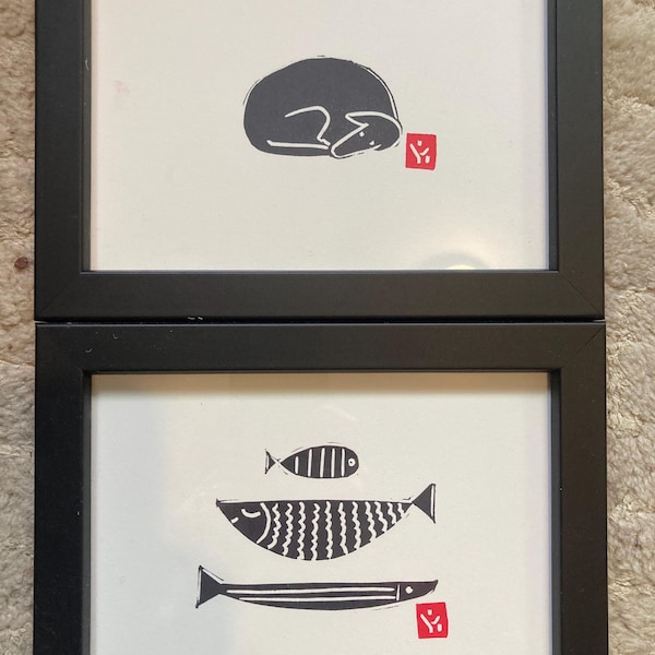Fish Linocut Print - Etsy