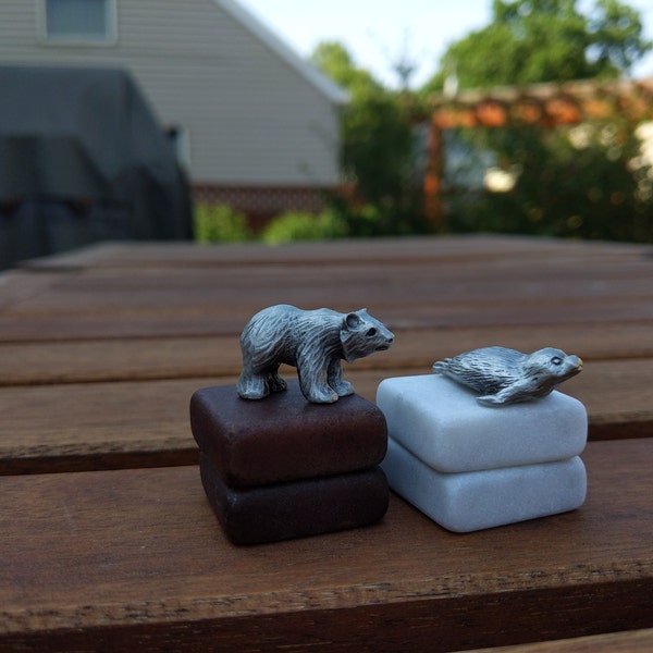 Bear Figurine Made of Fine Pewter Small Miniature Mini Pocket Charm ...