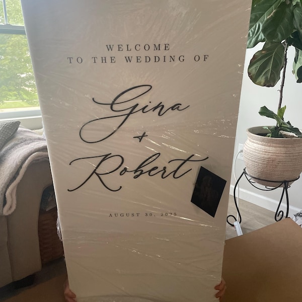 Acrylic Wedding Sign - Rectangular Acrylic Wedding Welcome Sign With 3D ...