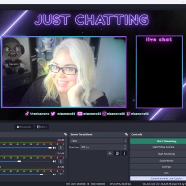 Stream Overlays Animated Neon Blue Red, Twitch Neon Animated Overlay ...