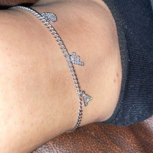 Personalized Sparkle Initial Anklet • Custom Name Anklet • Custom Ankle ...