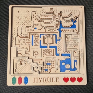 3D Hyrule Video Game Map Laser Cut Wood Multilayer Custom Decor ...