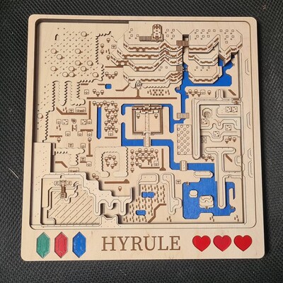 3D Hyrule Video Game Map Laser Cut Wood Multilayer Custom Decor ...