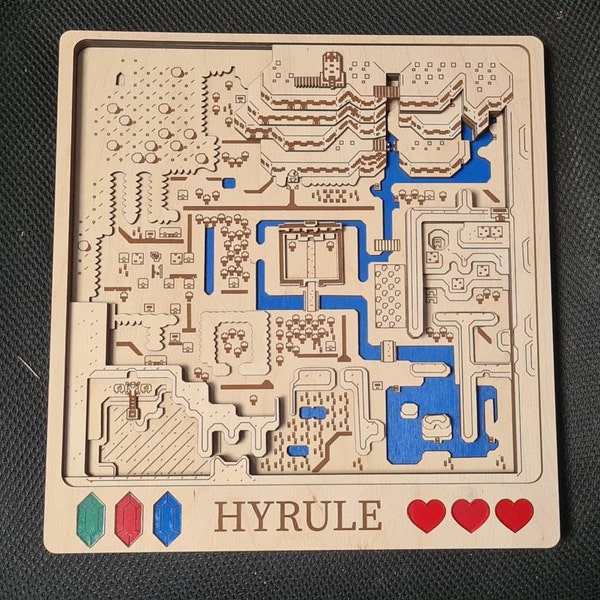 3D Hyrule Video Game Map Laser Cut Wood Multilayer Custom Decor ...
