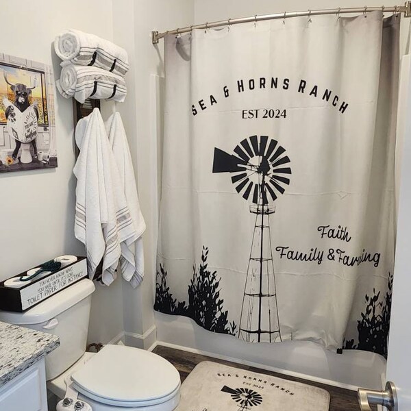 Personalized Pig Hog Farm, Farmhouse Shower Curtain, , Rustic Primitive ...