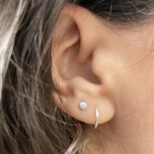 Tiny Hugging Hoop Studs Sterling Silver Hug Earrings Hugger Hoops ...