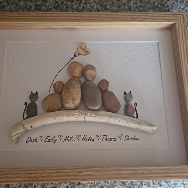 Personalised Anniversary Card, Pebble Art, Handmade and Customisable ...