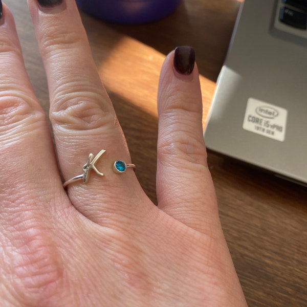 Personalized Initial Birthstone Ring • Custom Gold Initial Ring ...