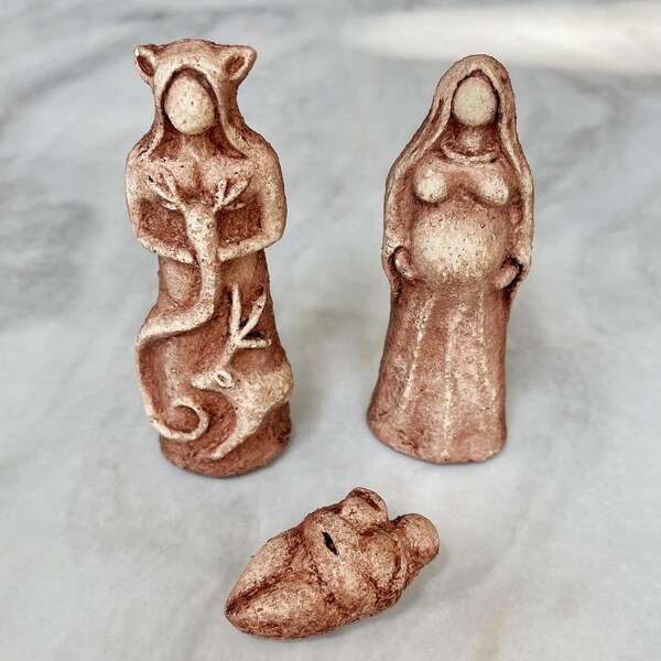 God Statue Goddess Statue Wicca Travel Set Mini Statue/ Set for Altar ...
