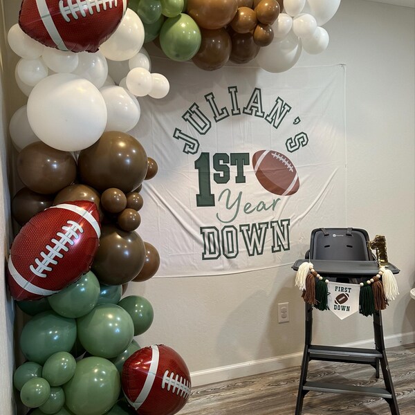 Custom First Year Down Backdrop Sign, 1st Year Down Name Sign, Football ...
