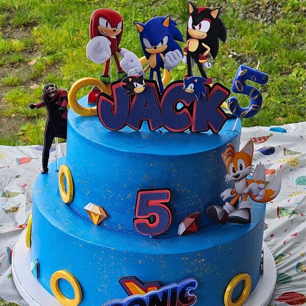 Sonic Birthday Cake Topper, Shadow, Knuckles, Tails, Cardstock Decor - Etsy