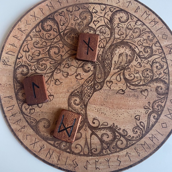 Rune Casting Board Norse Mythology Ratatoskr Viking Tree of Life Runic ...