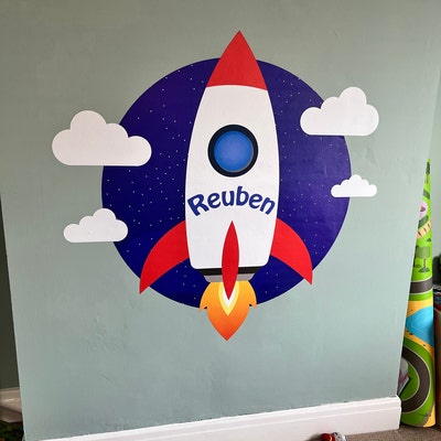 Personalised Name Rocket Space Ship Vinyl Wall Sticker Boys - Etsy