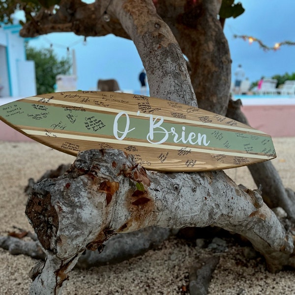 Personalized Wood Surfboard Name Sign Sage Green Coastal Wall Art Decor ...