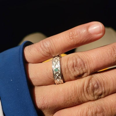 Mens Infinity Wedding Band With Sapphire, Infinity Silver Wedding Band ...