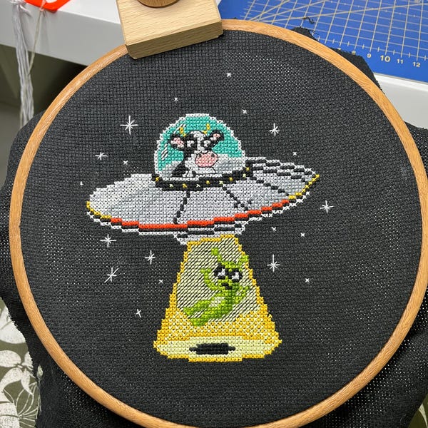 Funny Aliens Cross Stitch Pattern Set, UFO, Bigfoot, Unicorn ...