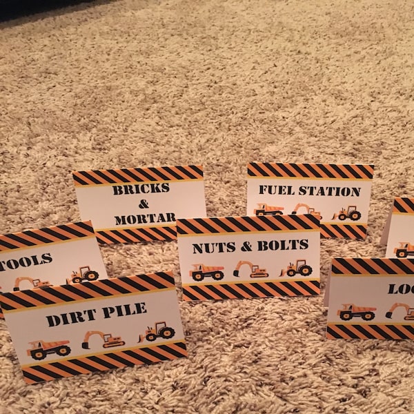 Construction Party Food Labels - Printable Construction Food Tent ...