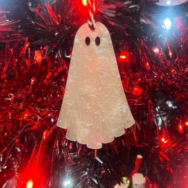 Ghost Christmas/halloween Tree Acrylic Ornament - Etsy UK