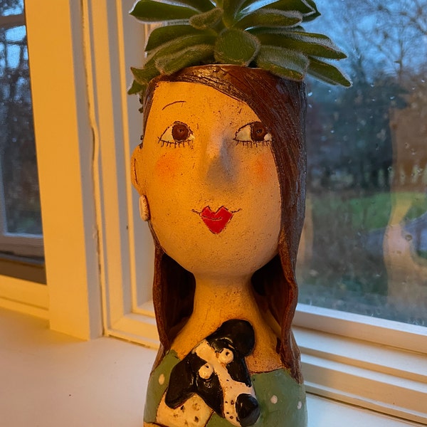 Lady Face Planter Pot, Vintage Interior Female Head Mini Vase, Desk ...