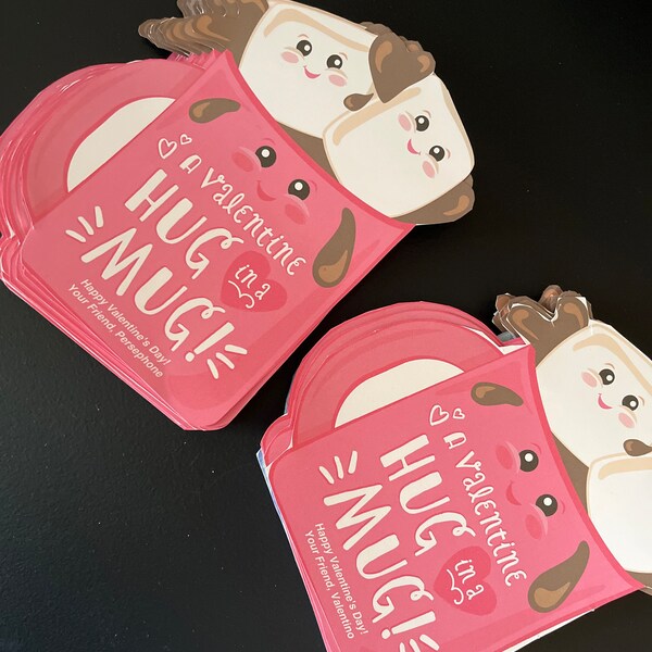 Hot Cocoa Kids Valentine Printable, Hug in a Mug, Hot Chocolate ...