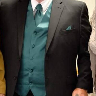 Dark Forest Green Solid Plain Men's Vest Self Tie Longtie and Pocket ...