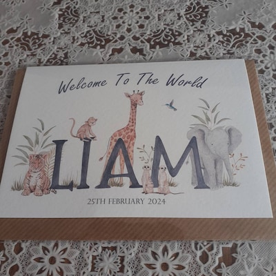 Baby Boys Jungle Animal Name Print Illustration, Nursery Wall Art ...