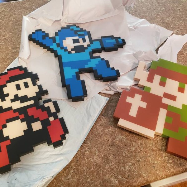 Solid Wood Pixel Game Art Dr. Mario Germs & Pills 6 Piece Set - the 3A ...