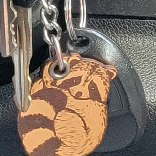 Sleepy Tabby Cat - Cat Genuine Leather Keychain - Etsy