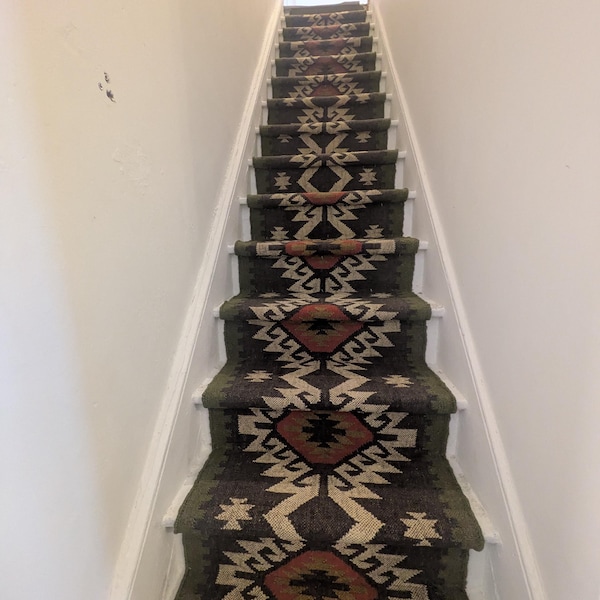 Stair Runner - Handmade Natural Yellow Vintage Entryway & Hallway ...