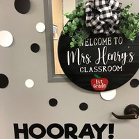 HOORAY You're Here Classroom Door Vinyl Wall Decal School Elementary ...